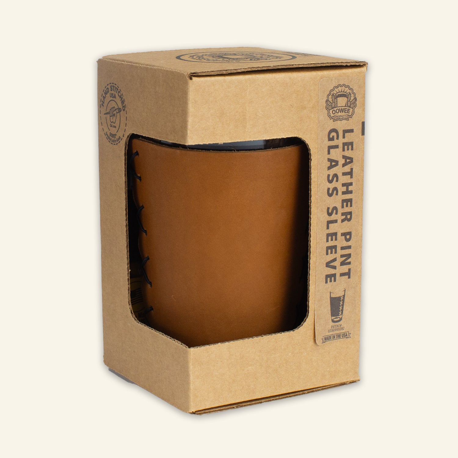 Full-Grain Leather Pint Glass and Sleeve Set- Free Personalization or ...